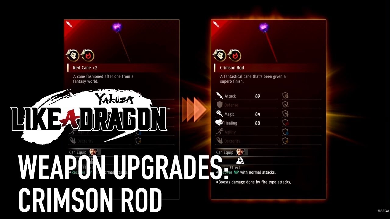 Yakuza: Like A Dragon - Crimson Rod - Weapon Upgrades - YouTube