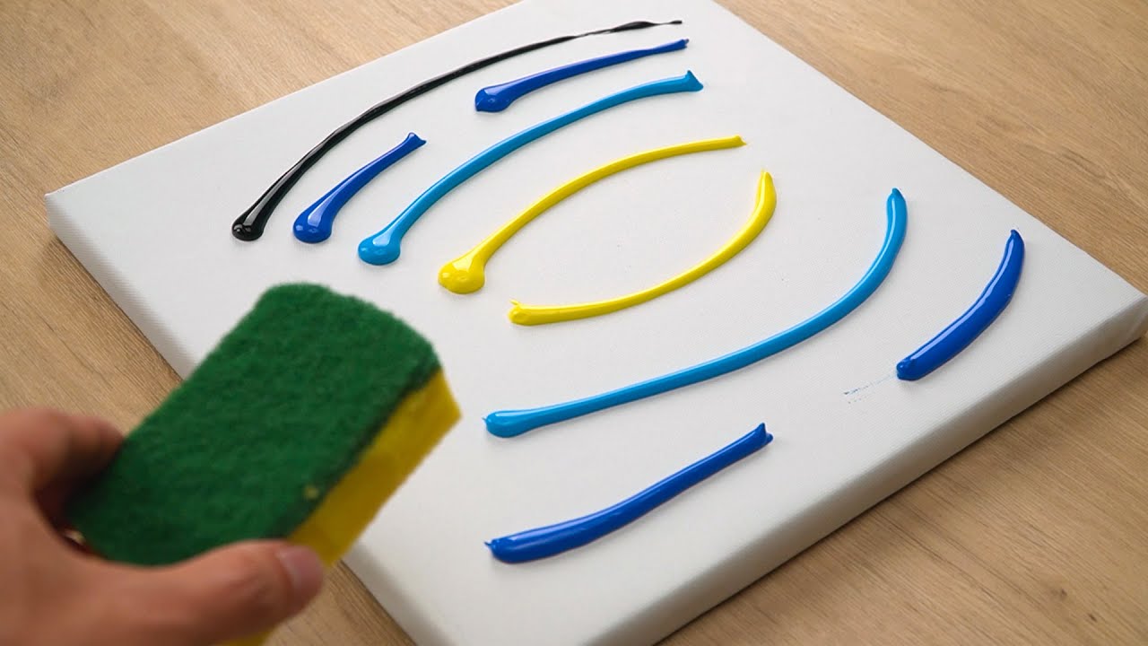 Sponge Painting Technique - How to draw a dancing girl under moonlight ...