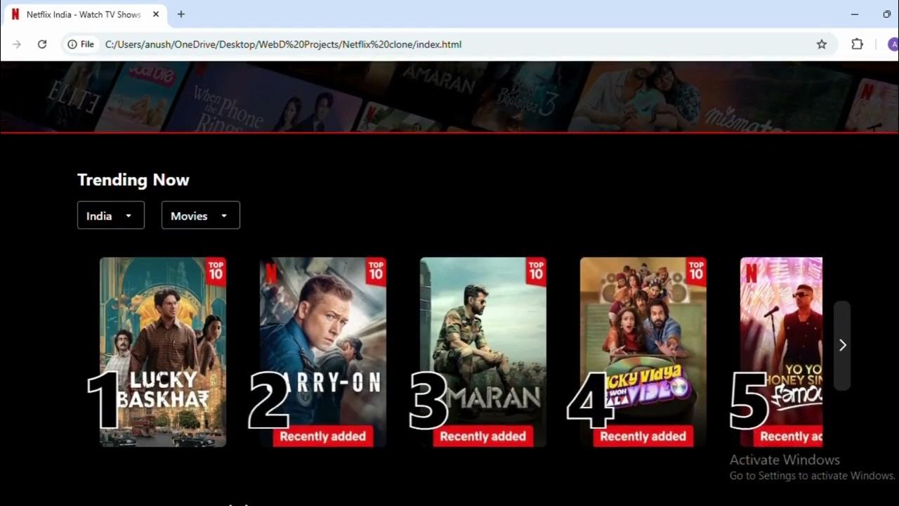 Netflix Clone using only HTML and Vanilla CSS - YouTube