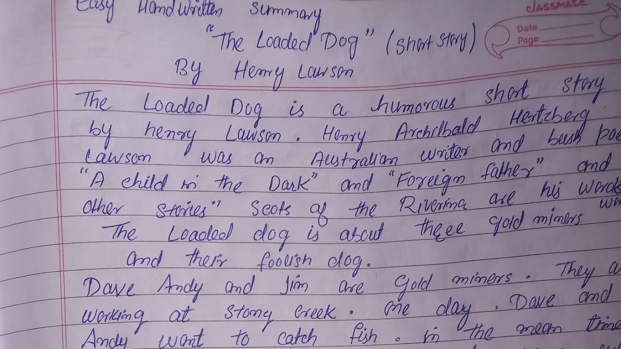 easy hand written summary of The Loaded Dog (short story) by Henry ...