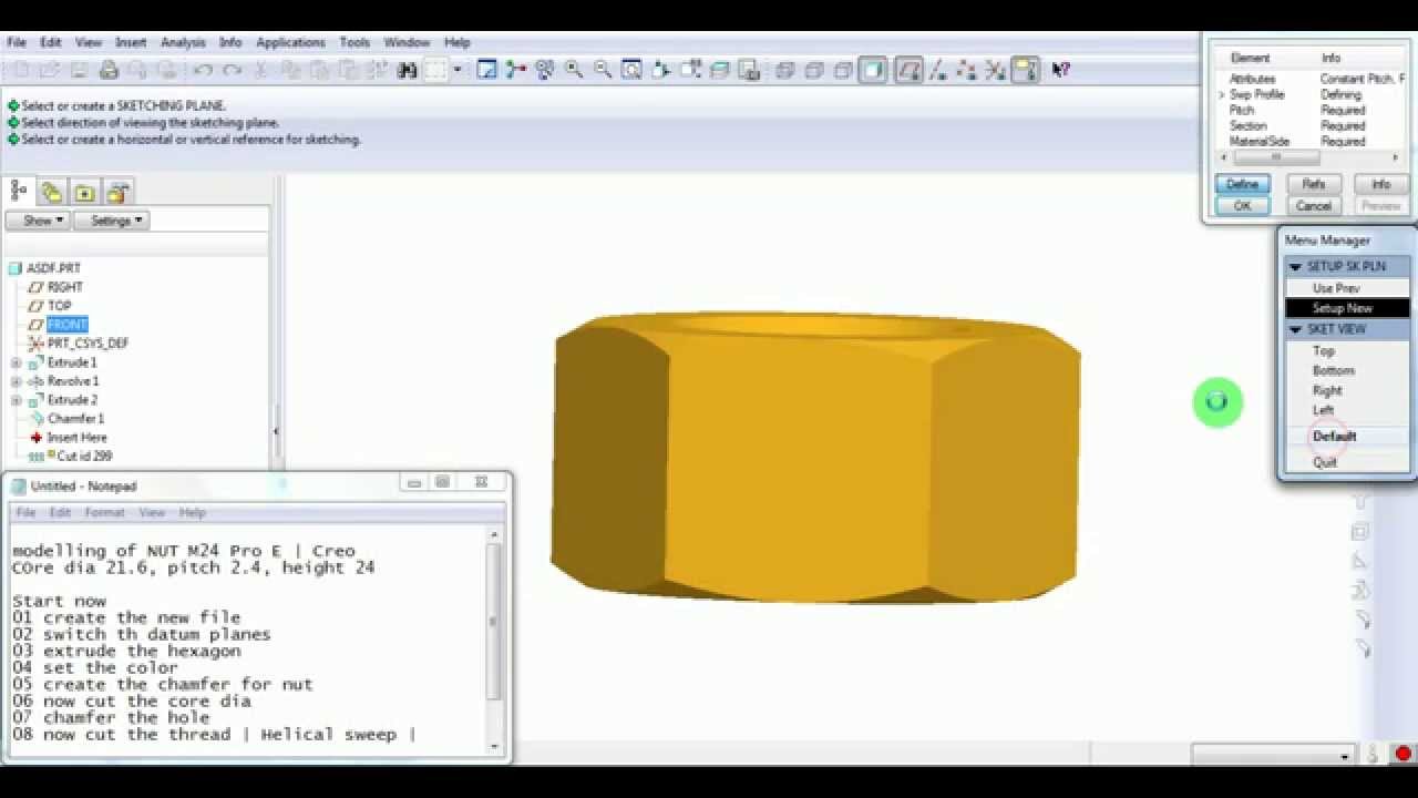 Pro E | Creo | Nut | - YouTube