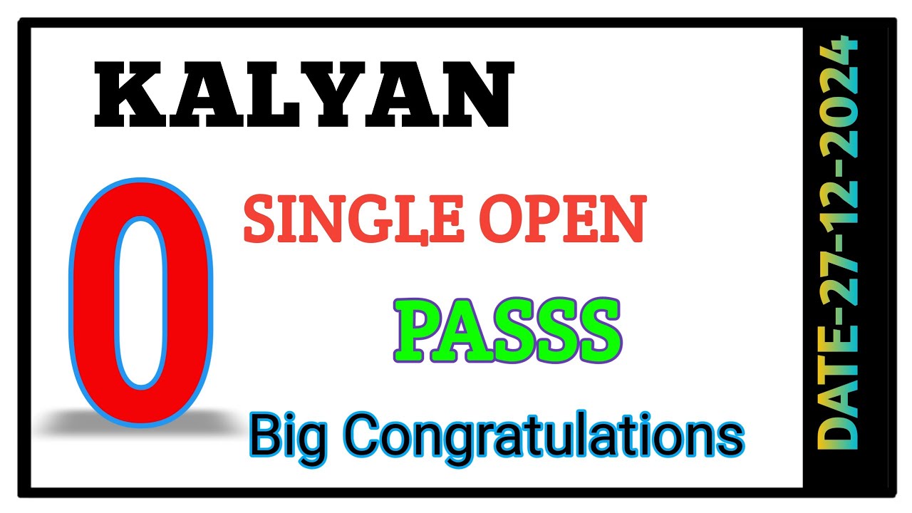 KALYAN 27/12/2024 SINGLE OPEN 000 PRINT CONGRATULATIONS 🎉 #MATKA-RAJ-X ...