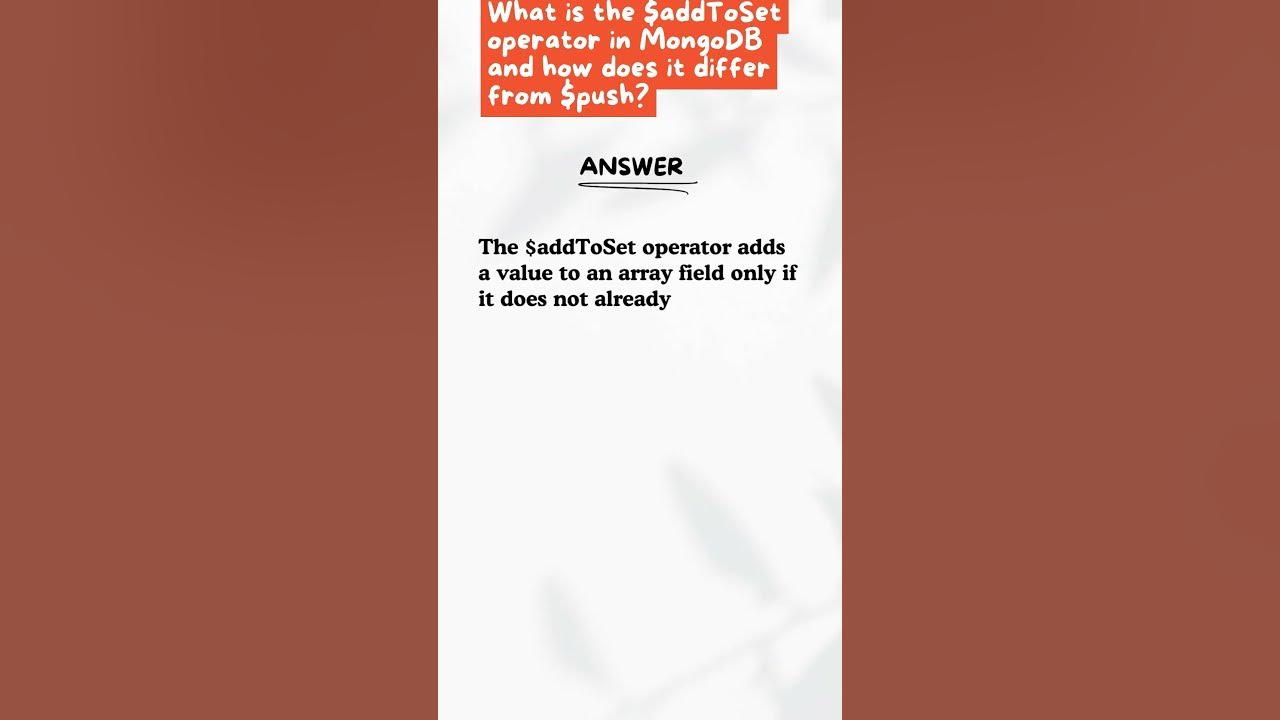 What Is The Addtoset Operator In Mongodb And How Does It Differ From Push Shorts Ytshorts