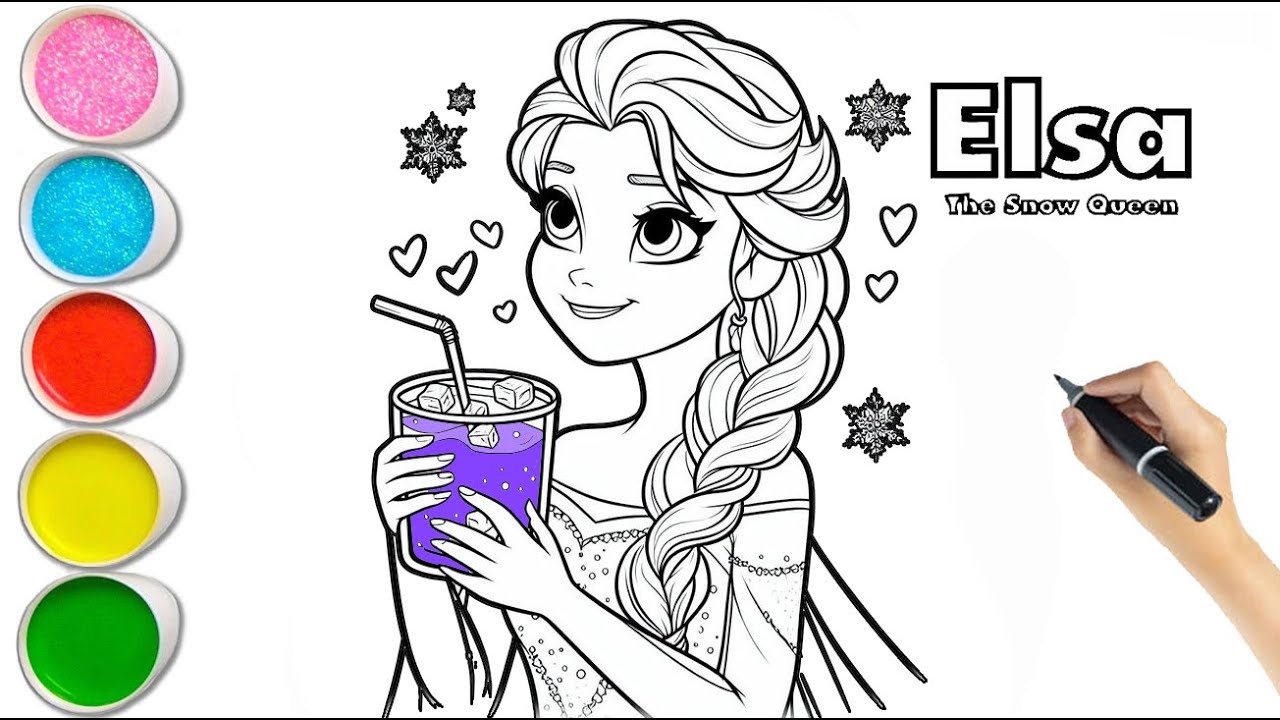 Cute Elsa Princess Drawing Painting and Coloring For Kids || How To ...