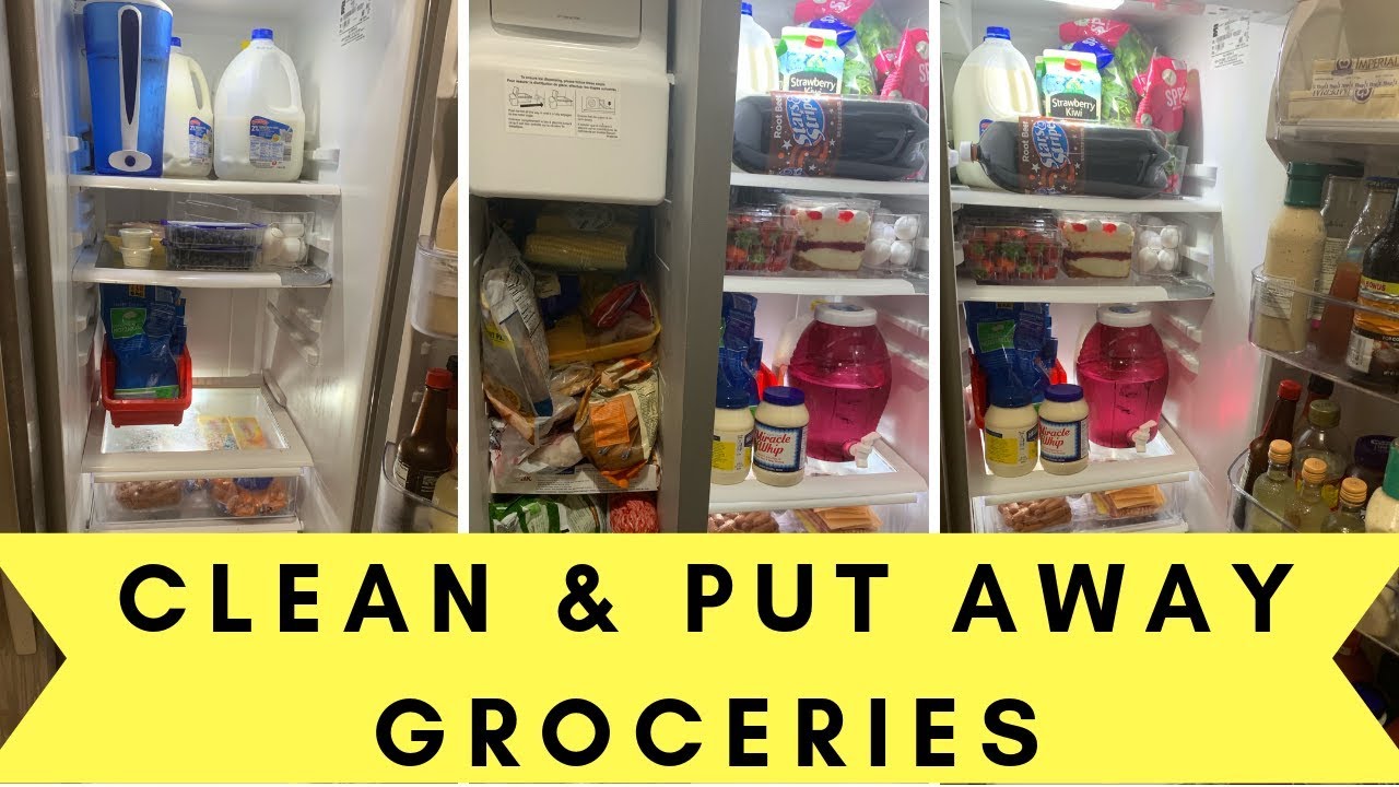 CLEAN WITH ME REFRIGERATOR & PUT GROCERIES AWAY - YouTube