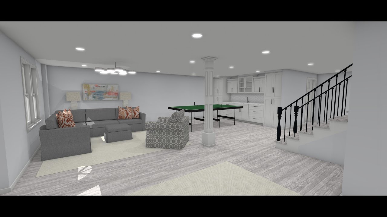 3D Rendering: Basement Tour - YouTube