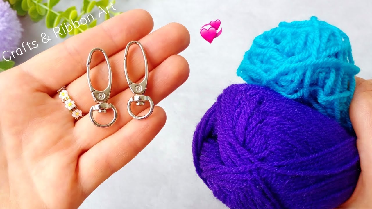 It's so Beautiful 💜🧶 Super Easy Craft Ideas with Yarn- DIY Keychain ...