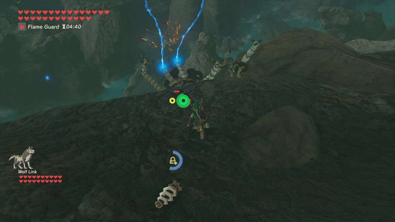 BotW OoT Link and Wolf Link Knock a Guardian off Death Mountain - YouTube