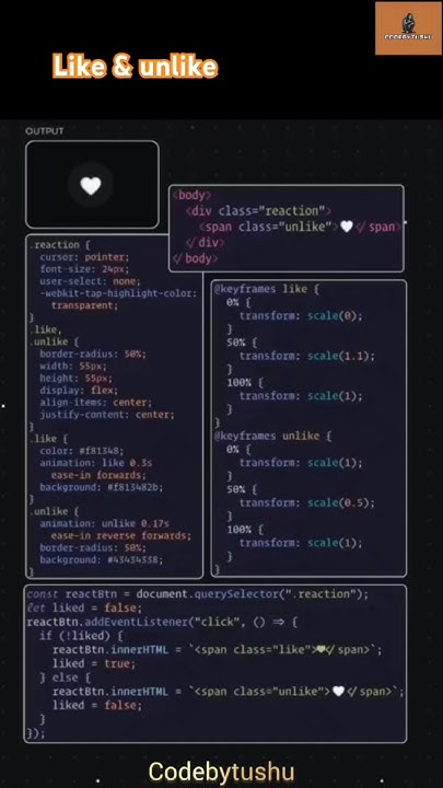 "Create Interactive Like & Unlike Buttons with CSS" #html #css #codebytushu #coding #webdesign ...