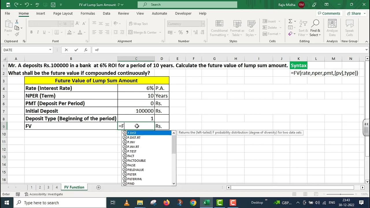 FV of Lump Sum Amount 7 - YouTube