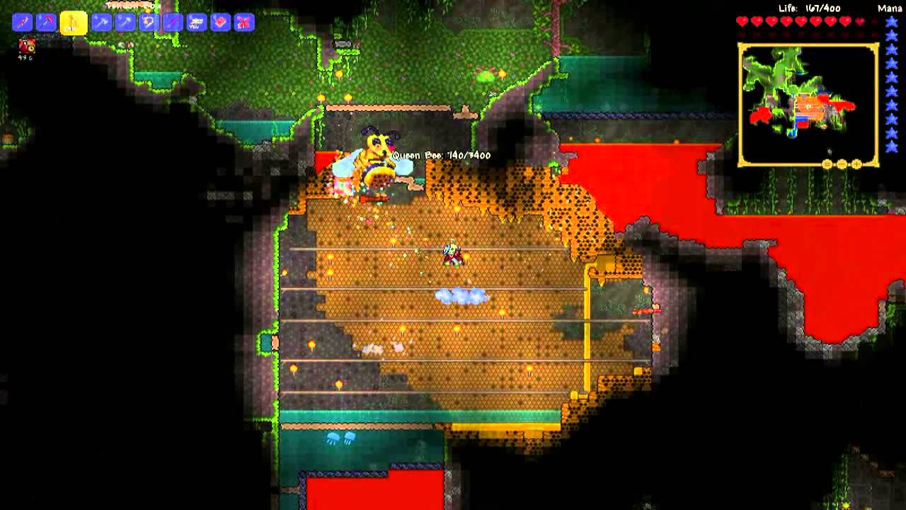 Terraria - Queen Bee - Boss fight - YouTube