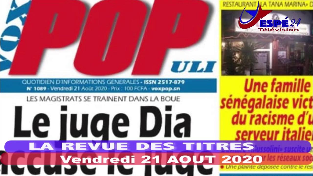 LA REVUE DES TITRES DU 21 08 2020 AVEC MOR FALL - YouTube