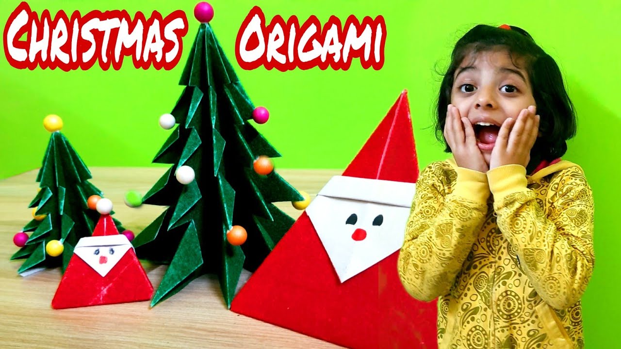 Paper Origami Christmas tree and Santa Claus | Christmas origami | 3D ...