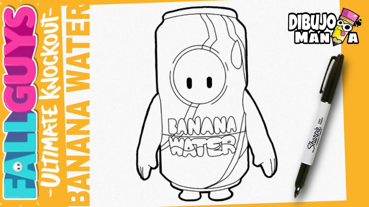 COMO DIBUJAR LA LATA BANANA WATER DE FALL GUYS | PASO A PASO | FÁCIL ...