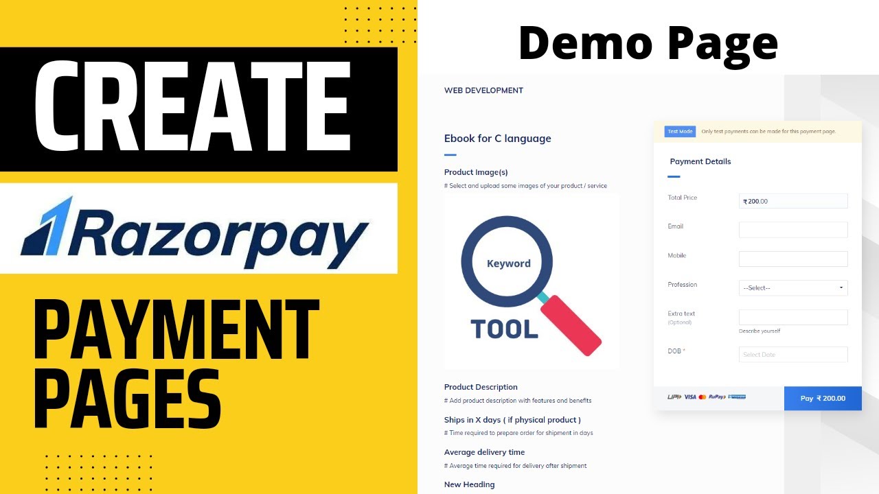 Create payment page to accept payment step by step in hindi - YouTube