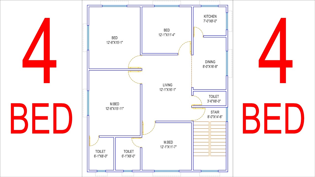HOUSE PLAN DESIGN EP 203 1400 SQUARE FEET 4 BEDROOMS HOUSE PLAN