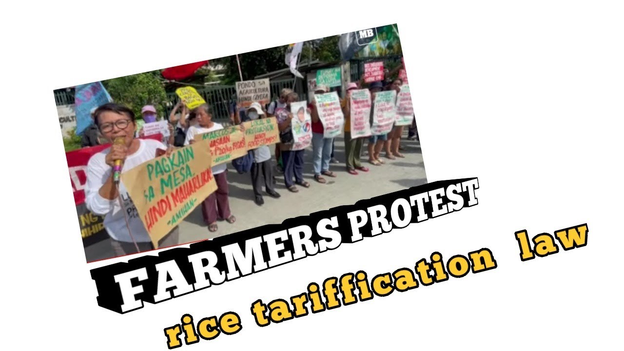 Protest rally Farmers rice tariffication law - YouTube