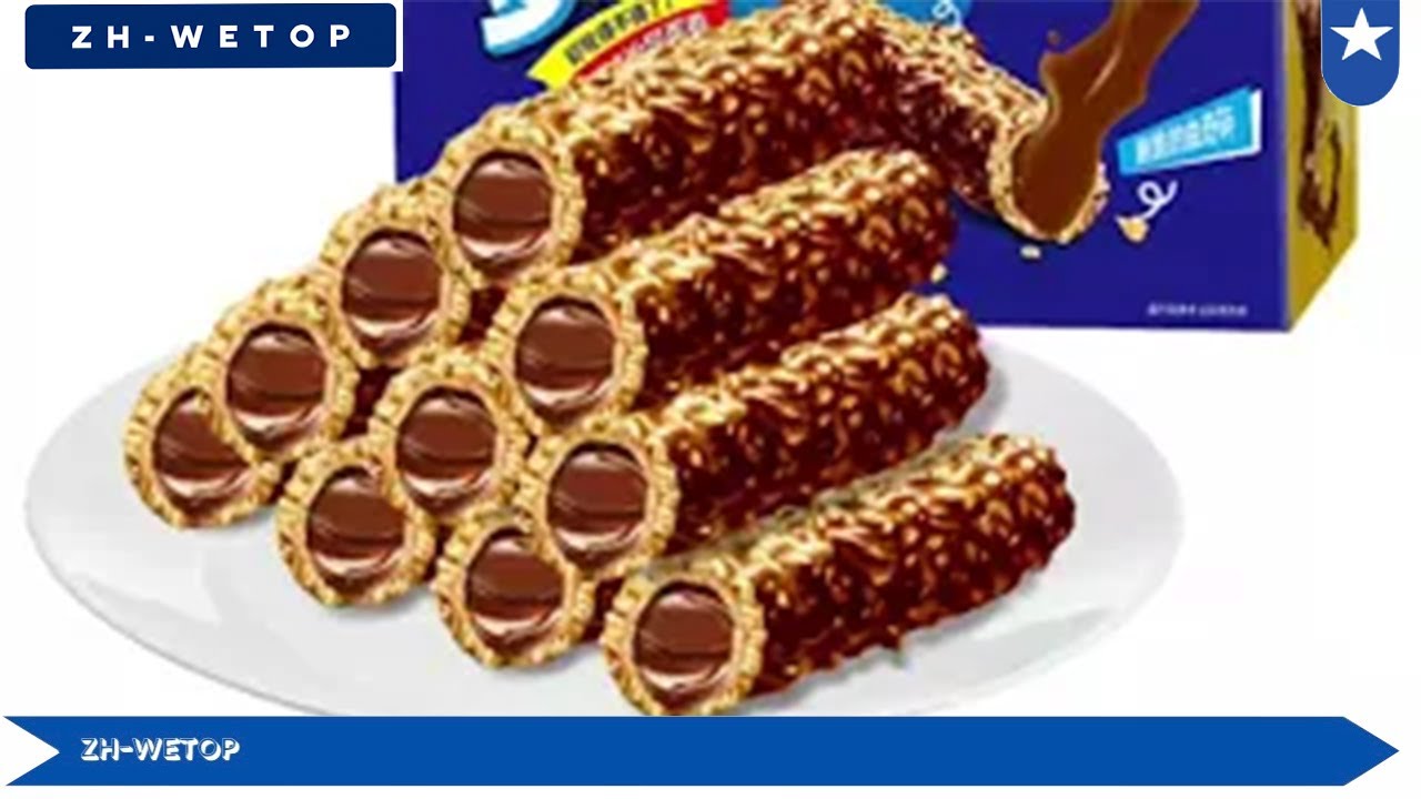 Automatic Chocolate coating wafer biscuit stick roll - YouTube