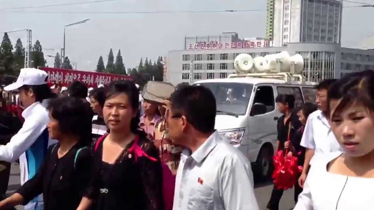 Walking Through Crowded Pyongyang Street / North Korea after National ...