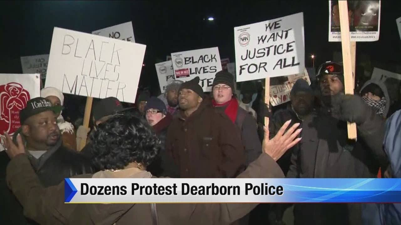 Dozens protest Dearborn police over deadly shooting - YouTube