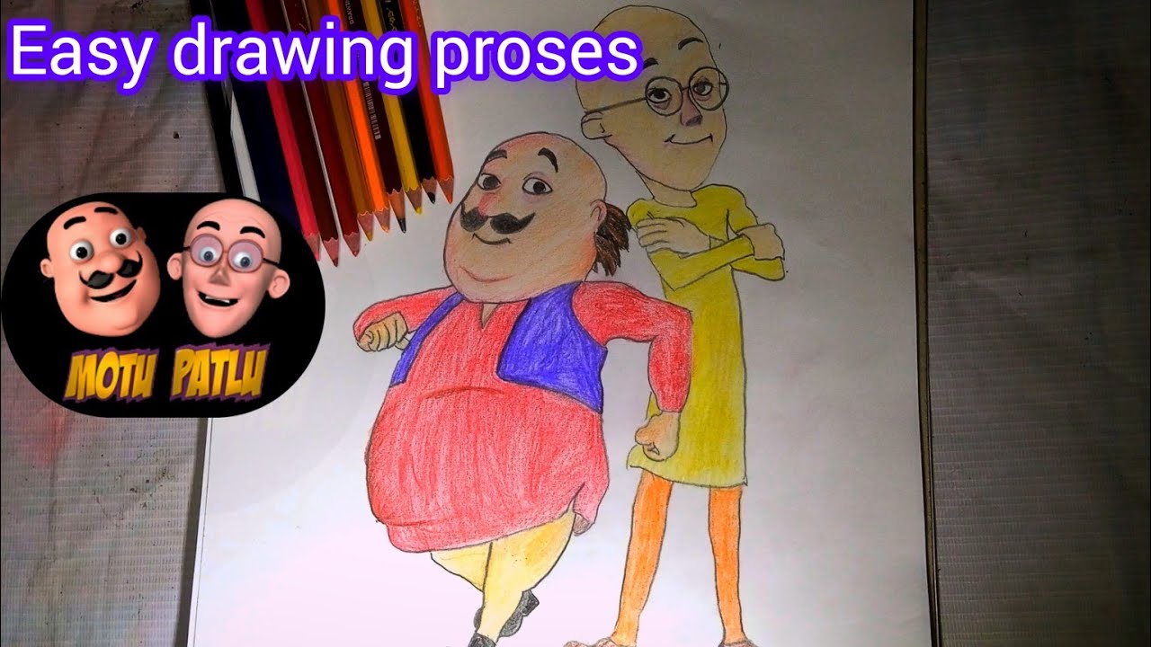 Haw to draw motu & patlu // Easy drawing moto & patlu step by step ...