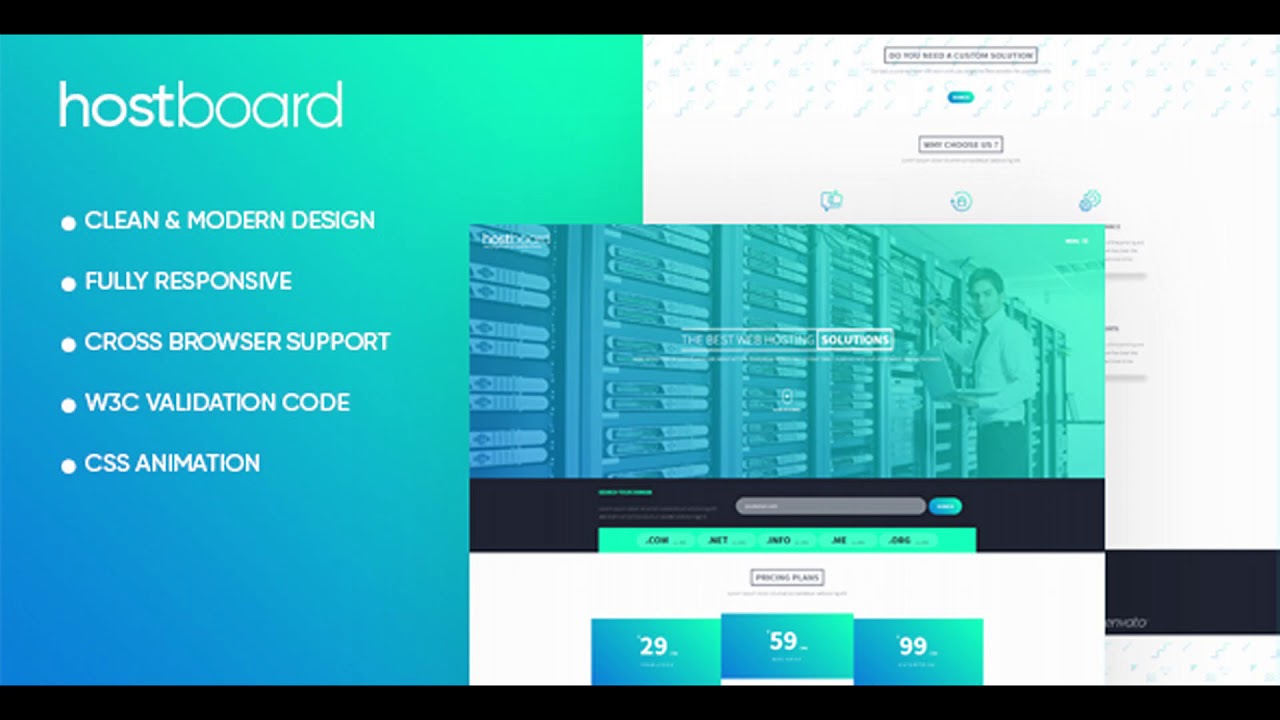 HostBoard Responsive One Page Hosting Template | Themeforest Website ...
