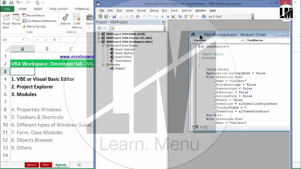 Understanding VBA Workspace In Ms Excel || Ms Excel VBA Macros In Hindi🤔🤔 - YouTube