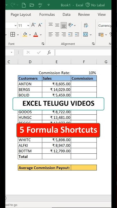 5 Formula Shortcuts In Excel || MS Excel Telugu Tutorial #excel - YouTube