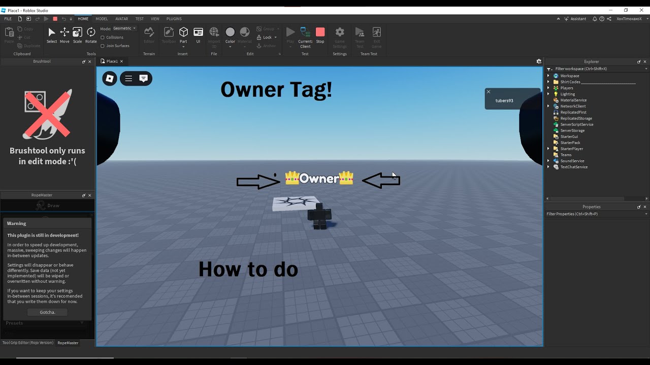 How to create an Owner Tag in Roblox! | Roblox Studio - YouTube
