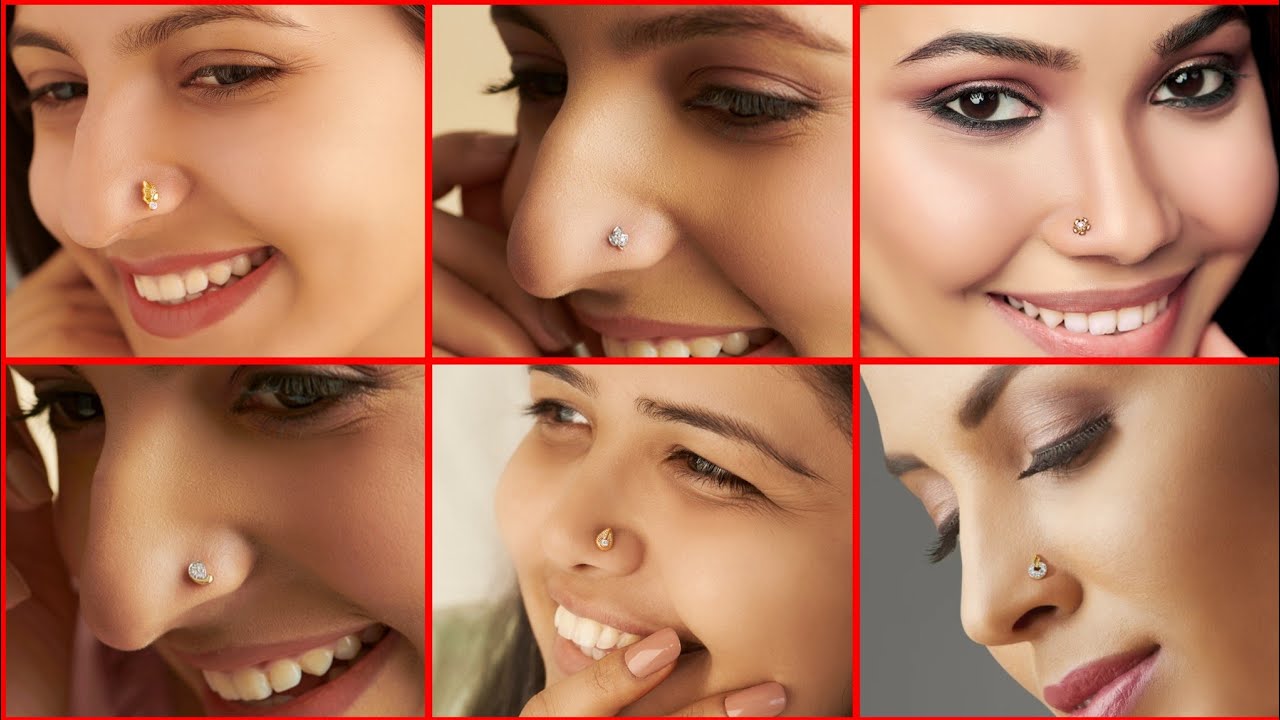 latest beautiful dimond gold plated nose piercing design collections ...