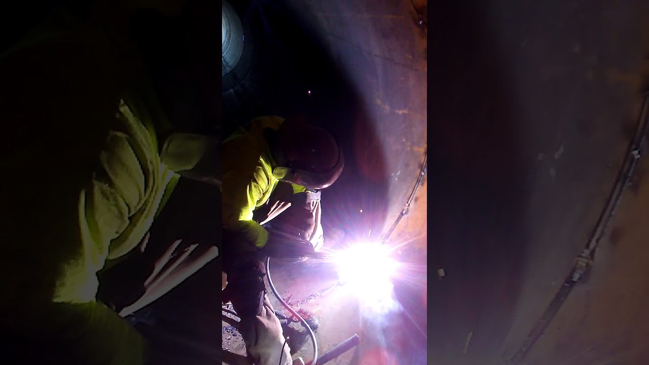 Welding Inside 72" pipe. - YouTube