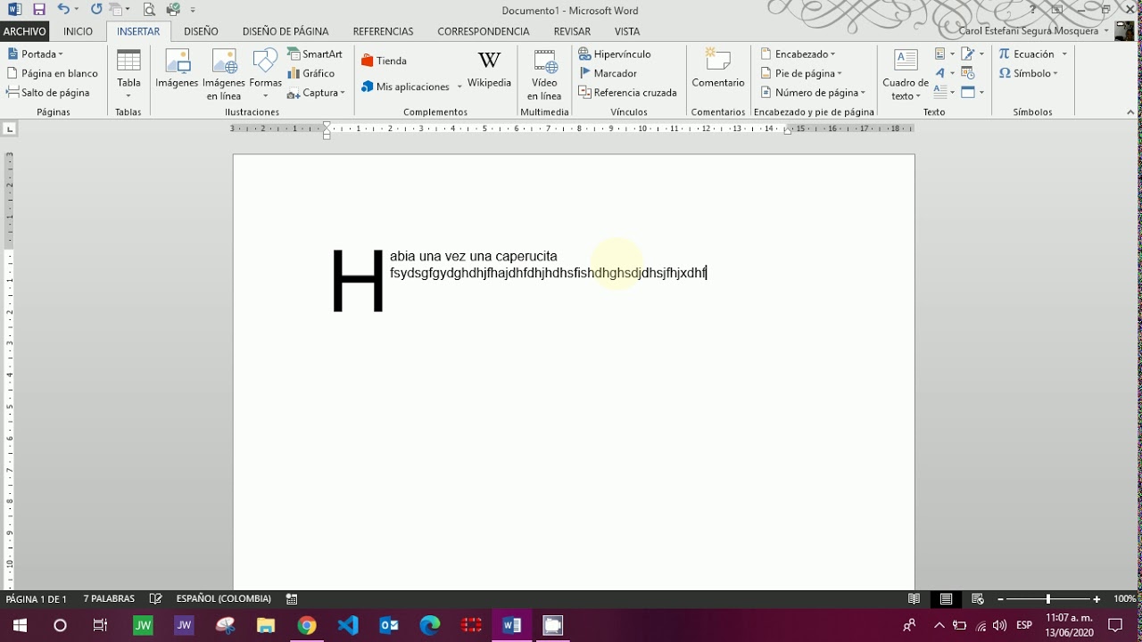 INSERTAR LETRA CAPITAL EN WORD - YouTube