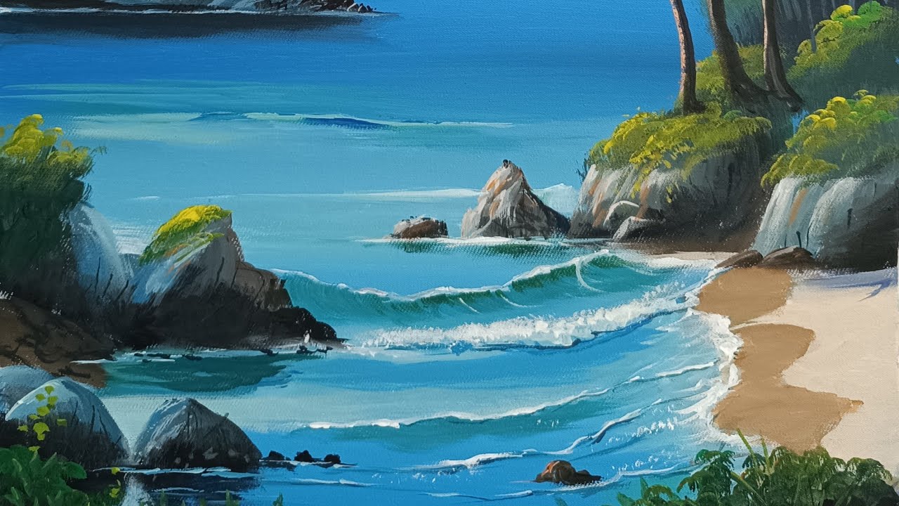 Sahil Manzara Akrilik Boya Landscape Acrylic Painting - YouTube