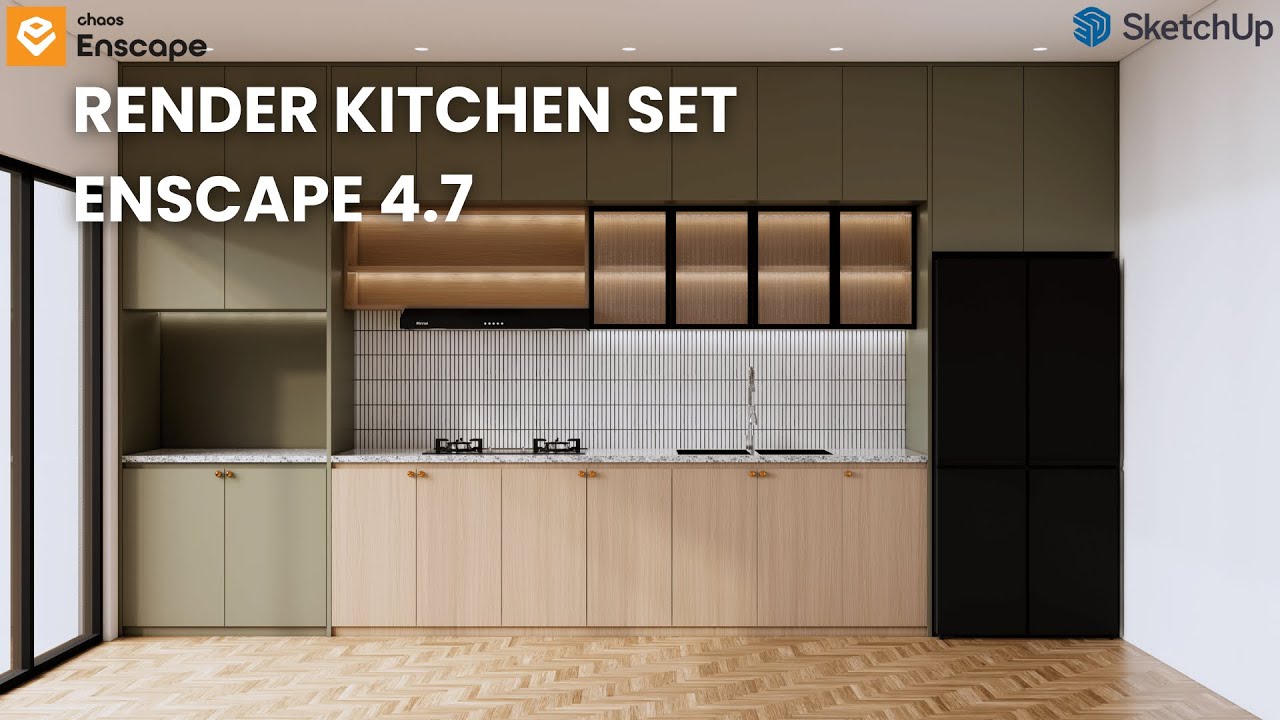 Kitchen Set Rendering in SketchUp with Enscape 4.7 | Realistic Interior ...