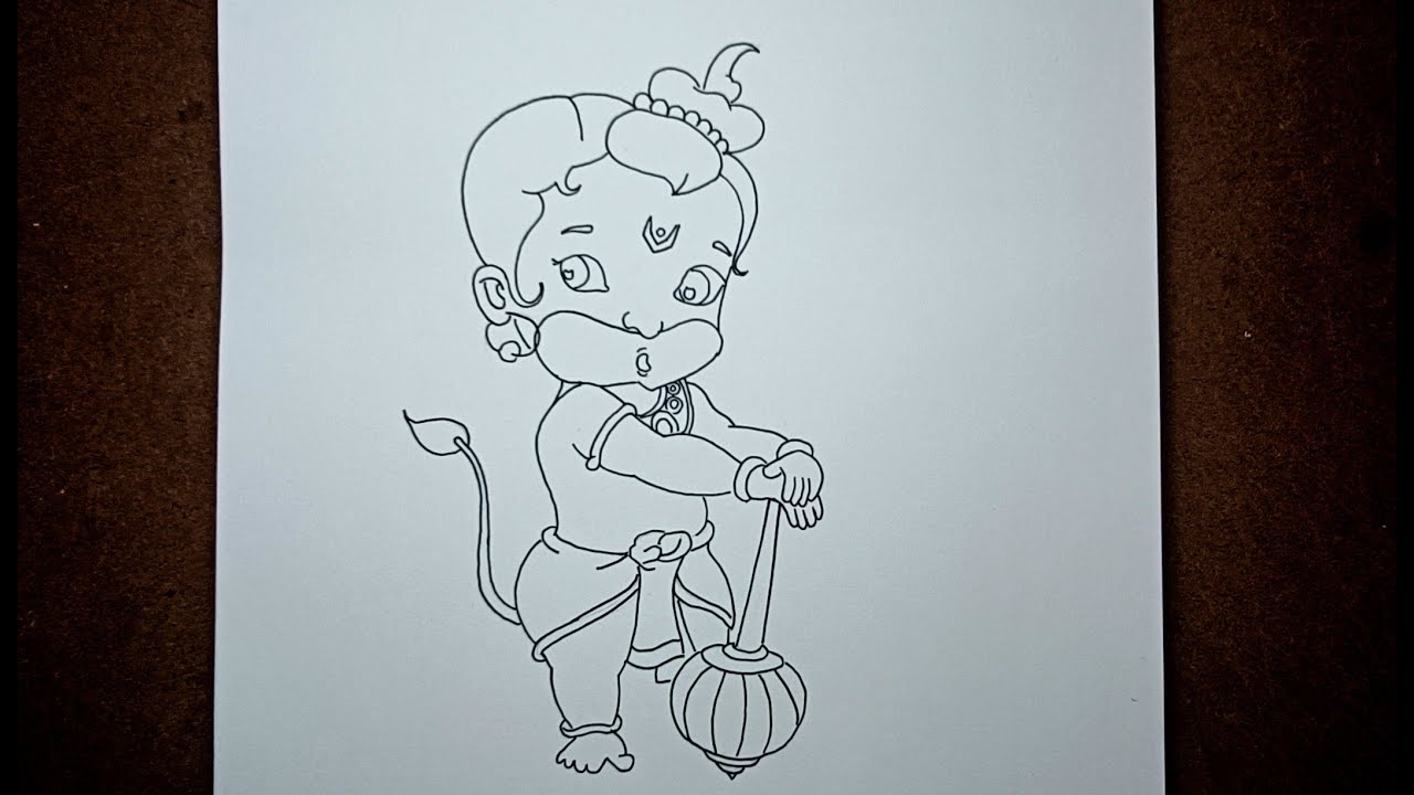 Today We'll Draw Bal Hanuman | Easy Bal Hanuman Drawing | Let's Draw ...