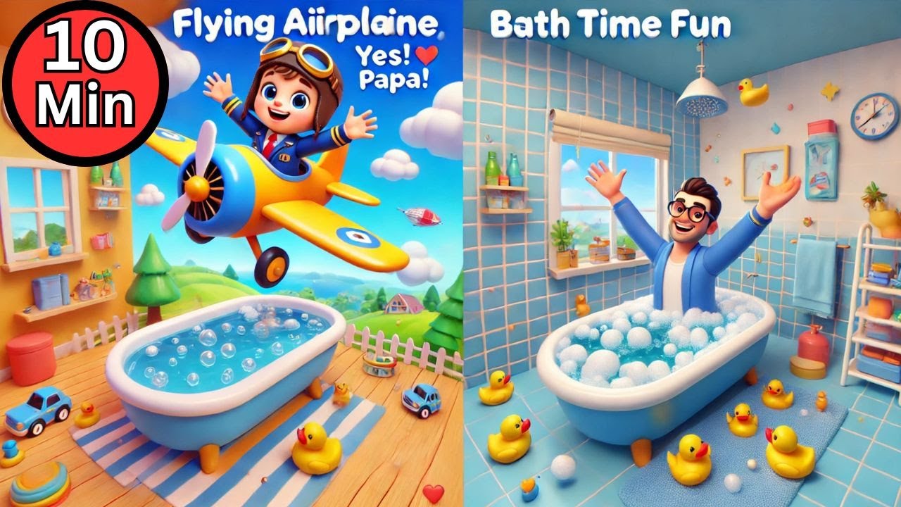 Flying Airplane, Johnny Johnny yes papa! Bath Time Fun | Nursery Rhymes ...