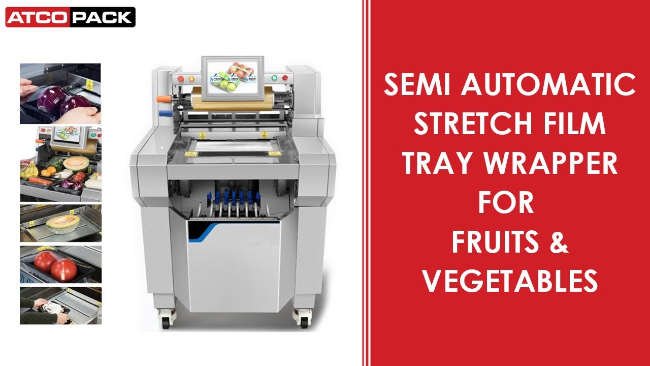 Vegetable Tray Packaging Machine | Cling Film Tray Wrapper - YouTube