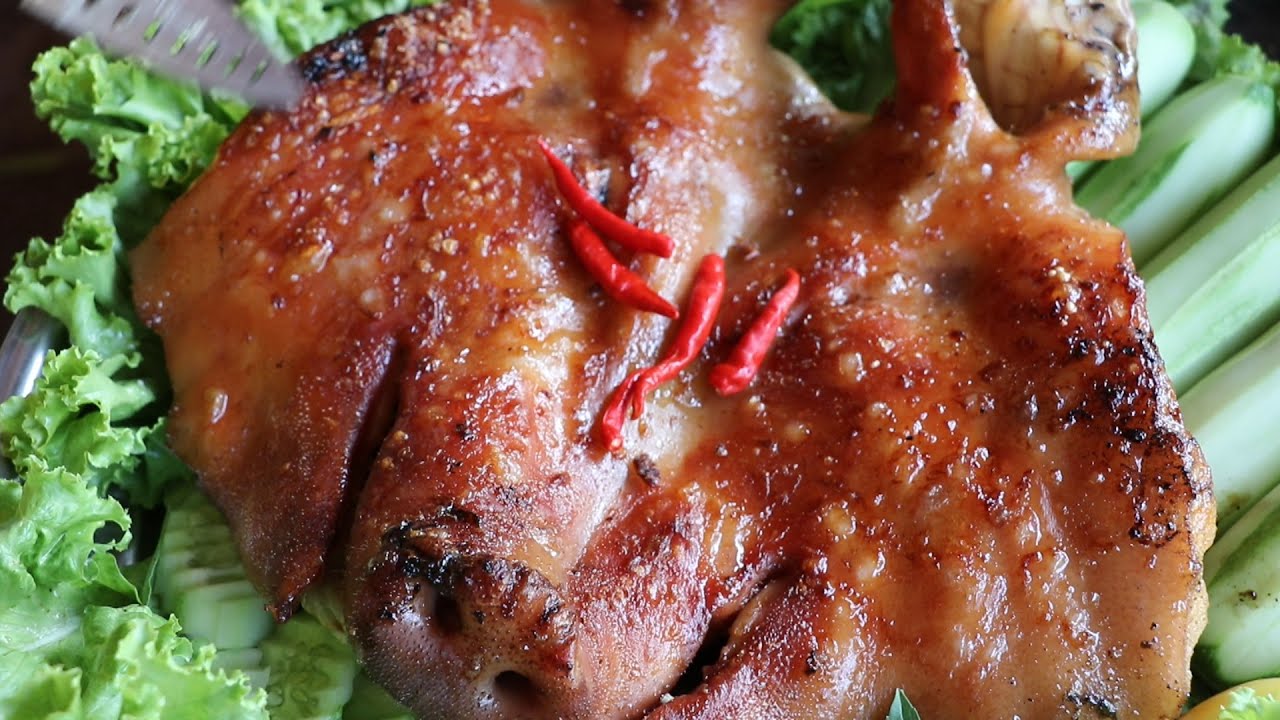 Yummy cooking roasted pig head how to roast delicious pig head recipe ...