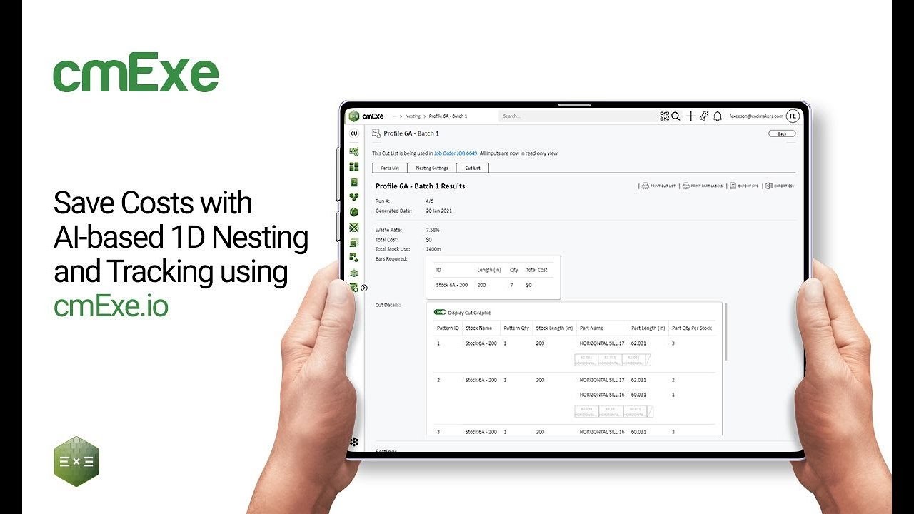 Save Costs with AI-based 1D Nesting and Tracking using cmExe.io - YouTube
