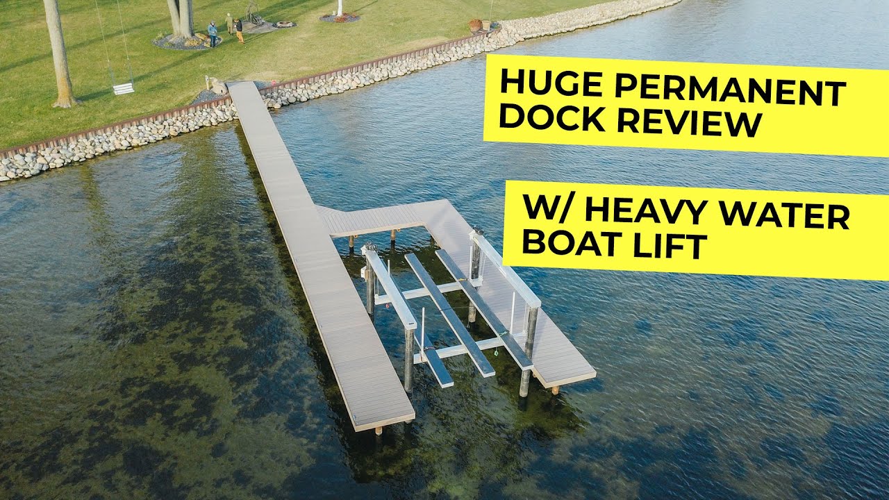 Permanent Dock Construction with Heavy Water Boat Lift - YouTube