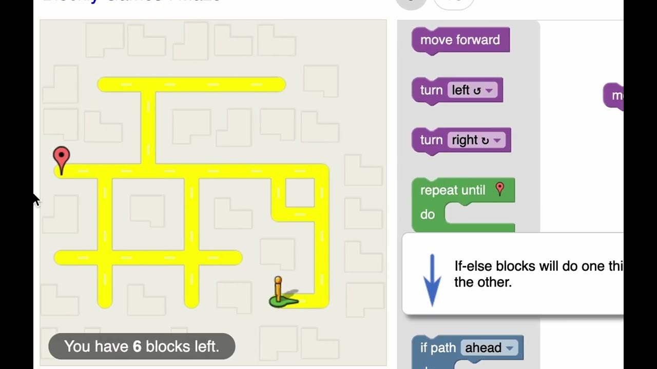 blockly : maze level 1 - 10 - YouTube