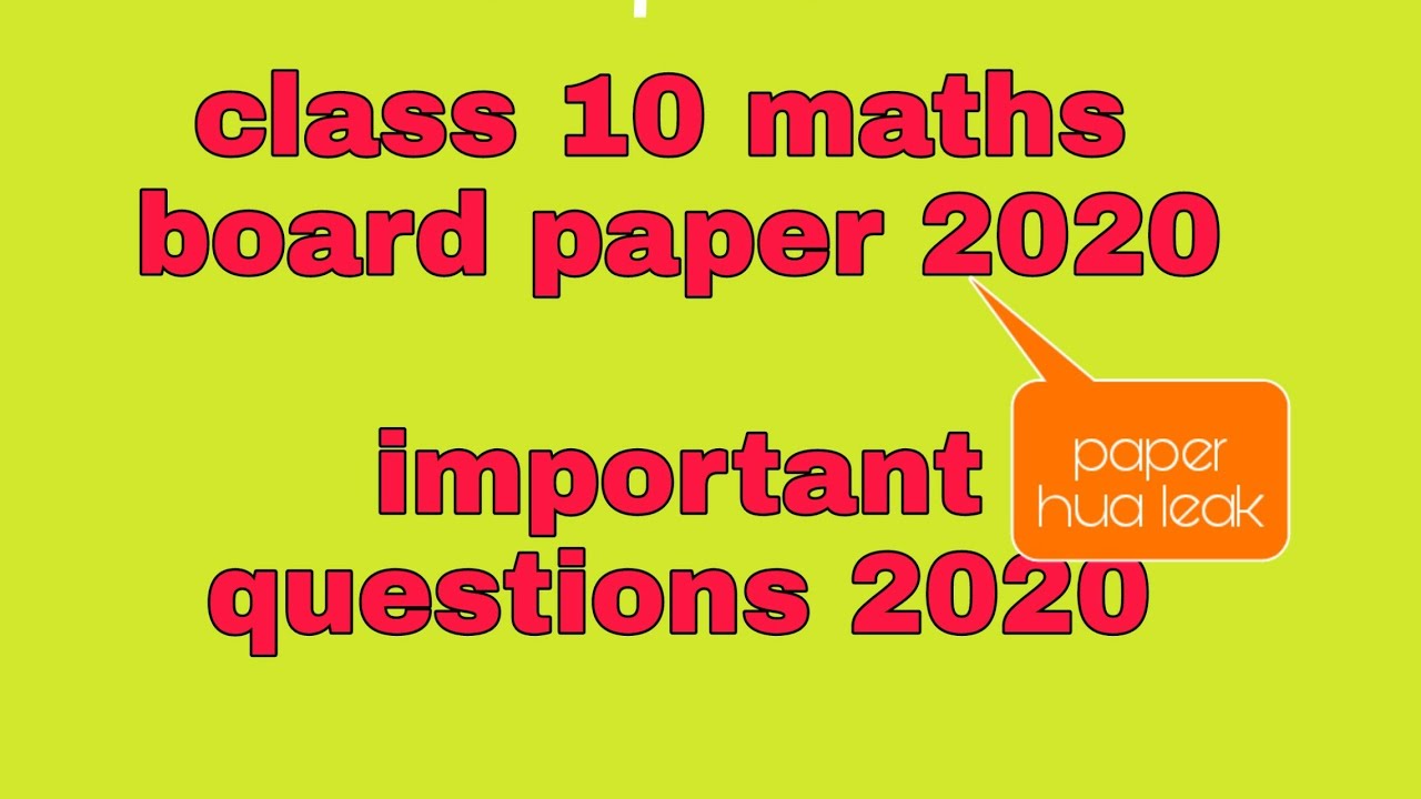 Class 10 Maths Board Paper Rbse Important Questions 2020 YouTube class-10-maths-board-paper-rbse-important-questions-2020-youtube