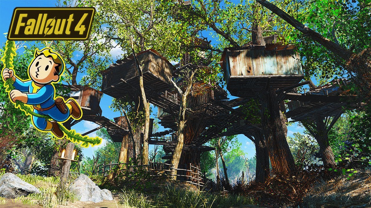 FALLOUT 4: EPIC Treehouse Settlement Build! 🌳 Surviving in the Treetops! #fallout4 #fallout ...
