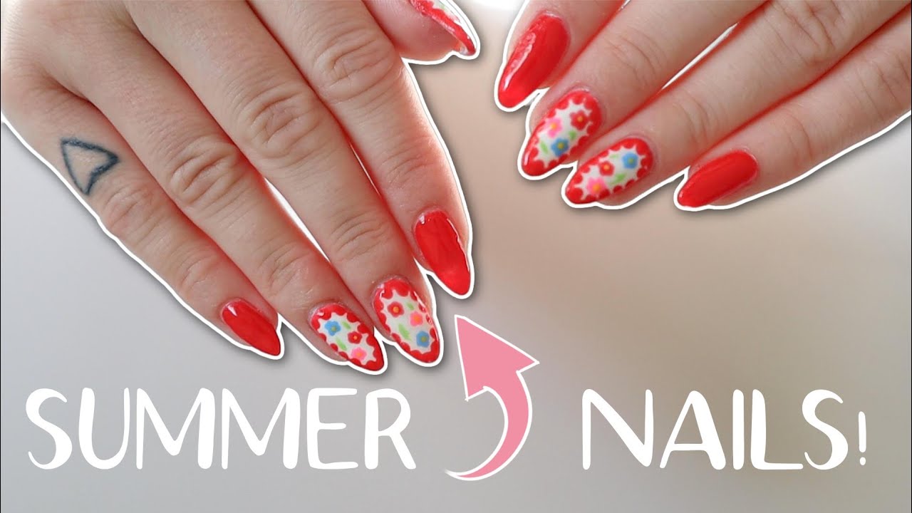SUMMER NAIL TUTORIAL | FLORAL NAILS 2024 - YouTube