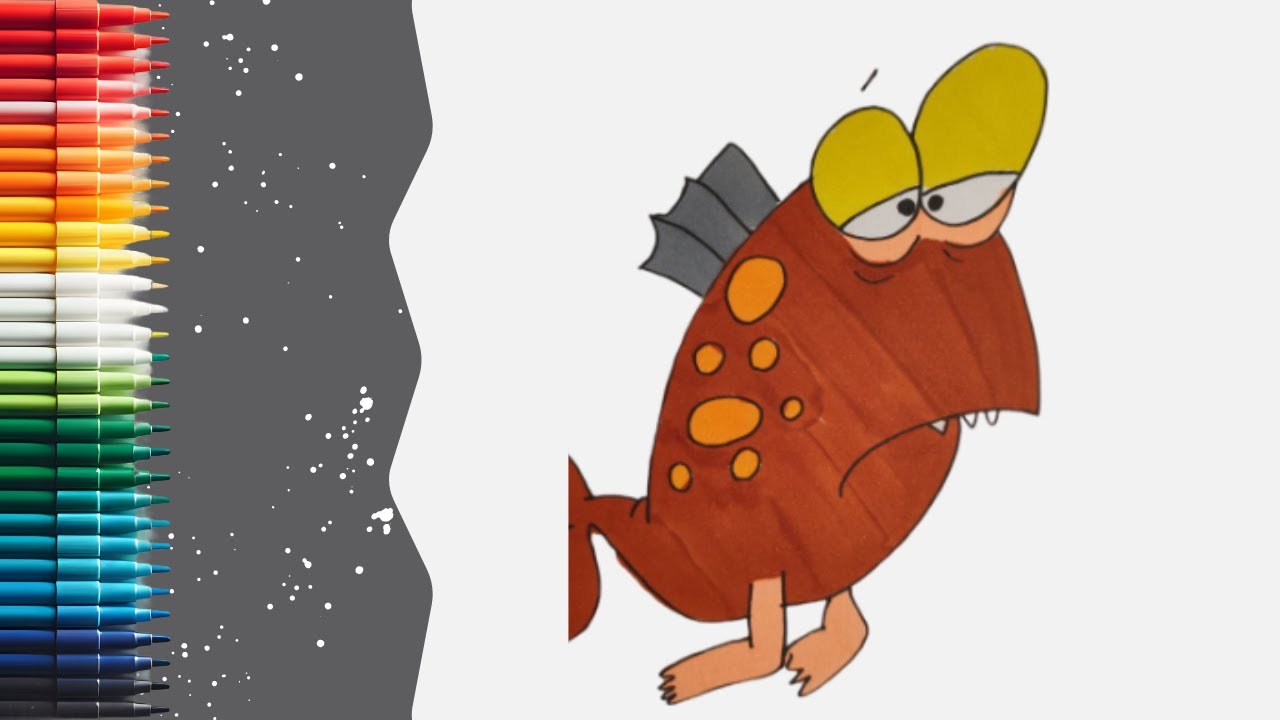 Let's color a tired fish with marker 🐡😕 - YouTube