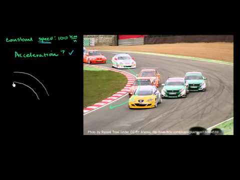 03 Centripetal acceleration 01 Race cars with constant speed around ...