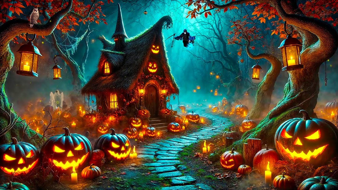 Halloween Atmosphere in Autumn Forest🎃Spooky Sounds, Night Nature ...