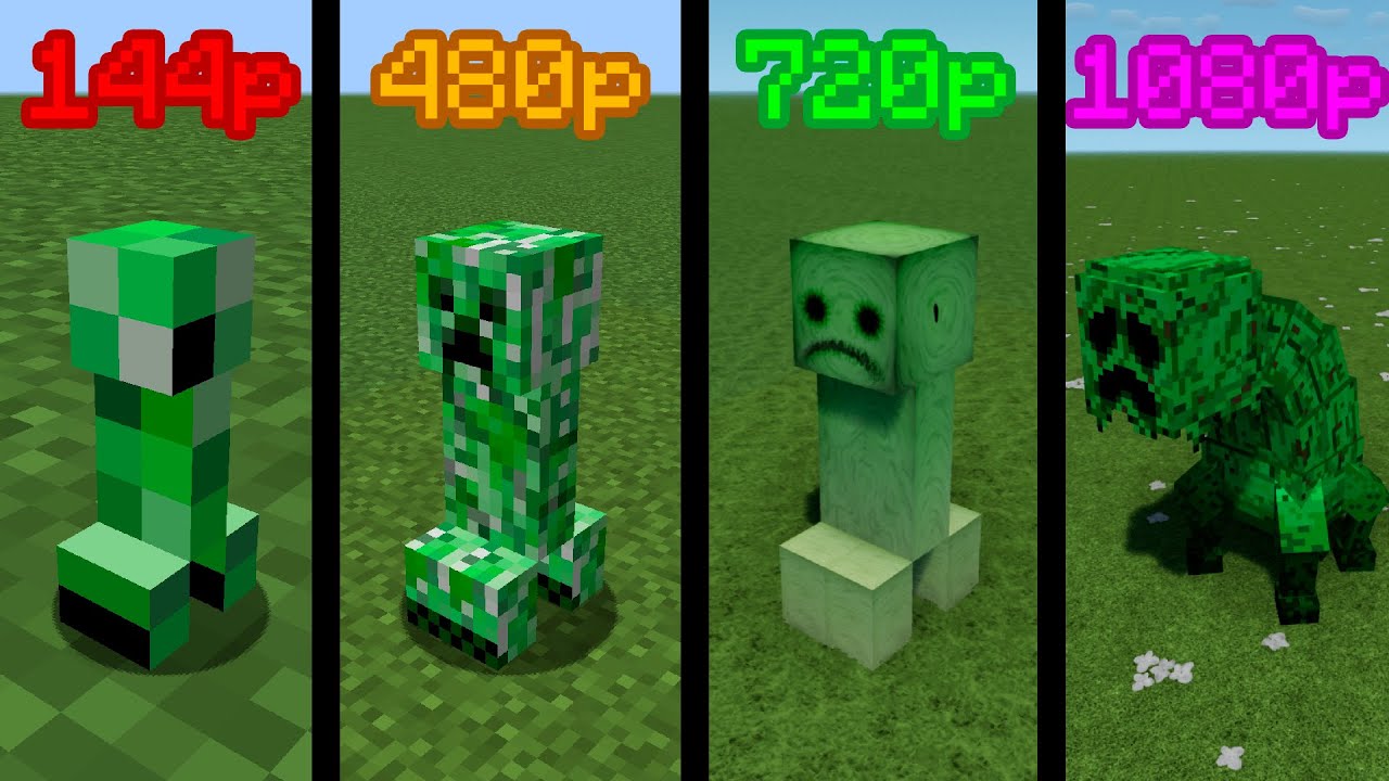 creeper 144p vs 360p vs 480p vs 720p vs 1080p - YouTube