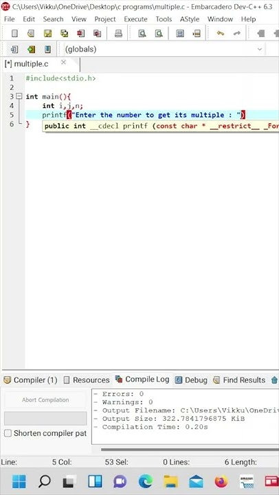 Printing multiples of a number in c language | Table printing - YouTube