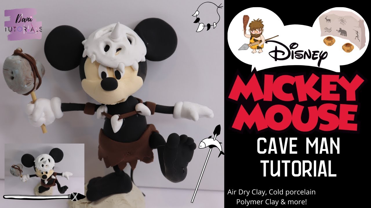 HOW TO MAKE A CAVE MAN MICKEY MOUSE TUTORIAL,CAKE TOPPER,AIR DRY CLAY ...